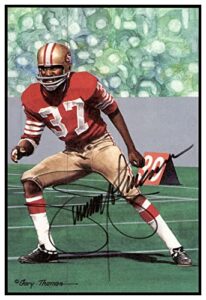 jimmy johnson signed goal line art card glac autographed 49ers psa/dna