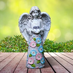 homight garden decor angel statue, solar outdoor patio garden sculptures &sympathy cemetary grave decorations gifts for pets and lost love ones