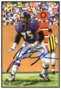 jonathan ogden signed goal line art card glac autographed vikings psa/dna