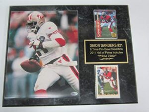 deion sanders 49ers 2 card collector plaque w/8×10 photo prime time