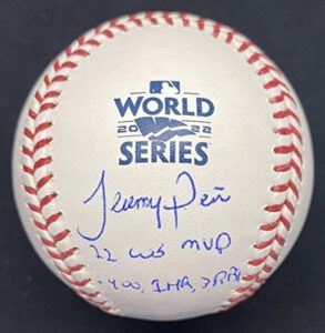 jeremy peña 22 ws mvp stats signed 2022 world series baseball logo mlb holo – autographed baseballs