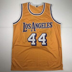 Autographed/Signed Jerry West Los Angeles LA Yellow Basketball Jersey JSA COA