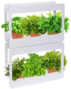 indoor herb vegetable plant garden kit, led grow light timer & remote, planter grower kitchen- stocking stuffer unique gift holiday christmas