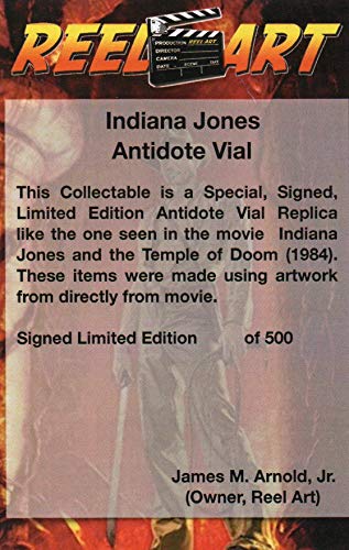 Indiana Jones Temple of Doom, Antidote Vial Replica, With Jungle Stand, Display Plaque and Item Stand