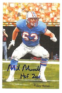 mike munchak signed goal line art card glac autographed w/hof oilers tristar