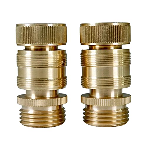 Quick Connector Garden Hose Fittings (2 Pack) - Leak Free - 3/4" Snap-On Water Hose Adapter for Quick Release - Solid Brass - Quick Connection Garden Hose Connectors