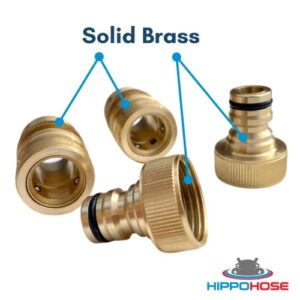 Quick Connector Garden Hose Fittings (2 Pack) - Leak Free - 3/4" Snap-On Water Hose Adapter for Quick Release - Solid Brass - Quick Connection Garden Hose Connectors