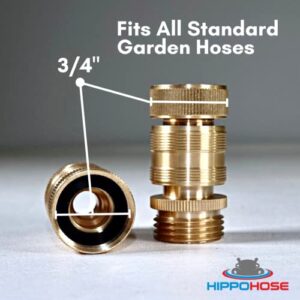 Quick Connector Garden Hose Fittings (2 Pack) - Leak Free - 3/4" Snap-On Water Hose Adapter for Quick Release - Solid Brass - Quick Connection Garden Hose Connectors