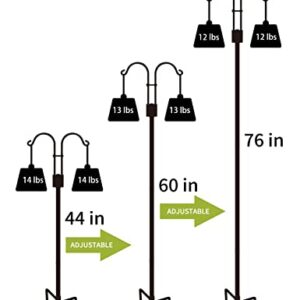 STAUKOK Double Shepherds Hooks for Outdoor, 2 Pack 76 Inch Bird Feeder Pole with 5 Prongs Base, Heavy Duty Garden Hook for Hanging Plant, Lantern, Hummingbird Feeder, 76 Inch