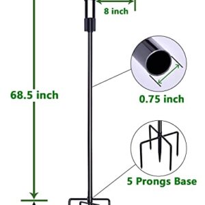 STAUKOK Double Shepherds Hooks for Outdoor, 2 Pack 76 Inch Bird Feeder Pole with 5 Prongs Base, Heavy Duty Garden Hook for Hanging Plant, Lantern, Hummingbird Feeder, 76 Inch