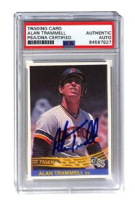 alan trammell signed 1984 donruss #293 autographed tigers psa/dna