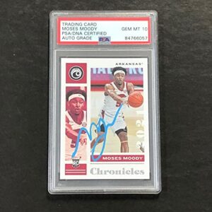 2021 panini chronicles #11 moses moody signed card auto 10 psa slabbed rc arkans – basketball slabbed rookie cards