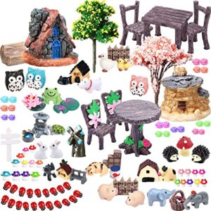 chakanlx 108 pieces miniatures fairy garden accessories outdoor, fairy garden kit, miniature figurines, fairy garden accessories, diy micro landscape ornaments for potted plant bonsai terrarium decor