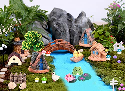 CHAKANLX 108 Pieces Miniatures Fairy Garden Accessories Outdoor, Fairy Garden Kit, Miniature Figurines, Fairy Garden Accessories, DIY Micro Landscape Ornaments for Potted Plant Bonsai Terrarium Decor