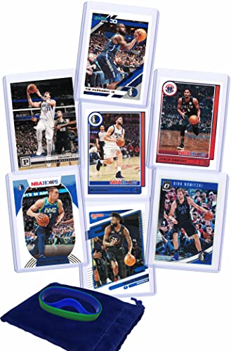 Dallas Mavericks Basketball Cards: Luka Doncic, Tim Hardaway Jr, Maxi Kleber, Spencer Dinwiddie, Dwight Powell, Reggie Bullock, Dirk Nowitzki ASSORTED Basketball Trading Card and Wristbands Bundle