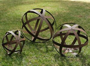 metal garden spheres, metal band decorative spheres, metal folding orb garden ball, sets of 3