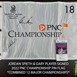 Jordan Spieth & Gary Player Autographed Pnc Championship Pin Flag Jsa Coa - Autographed Golf Pin Flags