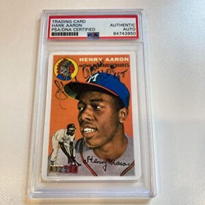 1954 topps hank aaron rc signed porcelain baseball card psa dna hof 1982 – baseball slabbed autographed cards