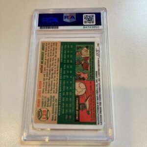 1954 Topps Hank Aaron RC Signed Porcelain Baseball Card PSA DNA HOF 1982 - Baseball Slabbed Autographed Cards