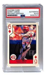 barry larkin signed us playing card autographed reds psa/dna *7673