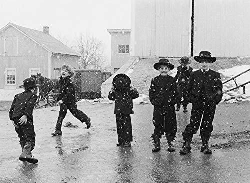 Amish Children Playing in Snow, Lancaster, Pennsylvania, 1969