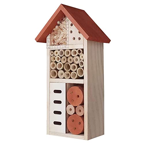 Lulu Home Wooden Insect House, Hanging Insect Hotel for Bee, Butterfly, Ladybirds, Beneficial Insect Habitat, Bug Hotel Garden, 10.4 X 3.4 X 5.4 Inch