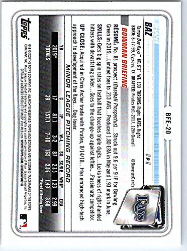 2020 1ST EDITION #BFE-20 SHANE BAZ RAYS BASEBALL