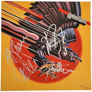 Halford Tipton Hill Downing signed Judas Screaming of Vengeance album COA proof star