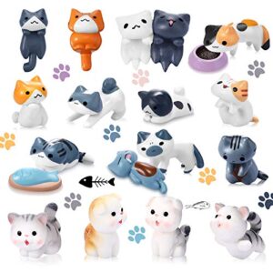 jetec 19 pieces cute miniature garden cats landscape lovely mini cats figurines fairy garden home animals kitten adorable mini terrarium figurine ornament for home garden decor ornament supplies