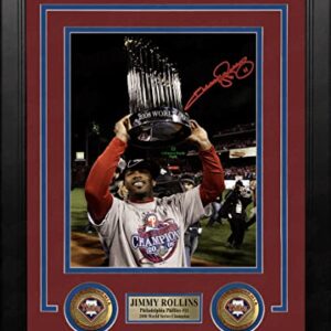 Jimmy Rollins 2008 World Series Trophy Philadelphia Phillies Autographed 8" x 10" Framed Baseball Photo - PSA/DNA Authenticated