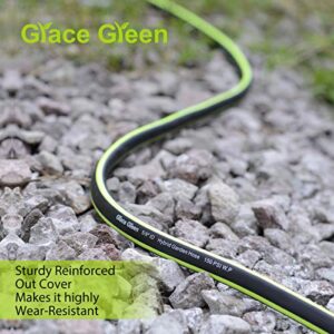 Grace Green Garden Hose,Hybrid 5/8 in.×100FT Water Hose With Zinc Alloy Nozzle, Both End SwivelGrip, Heavy Duty, Light Weight, Flexible