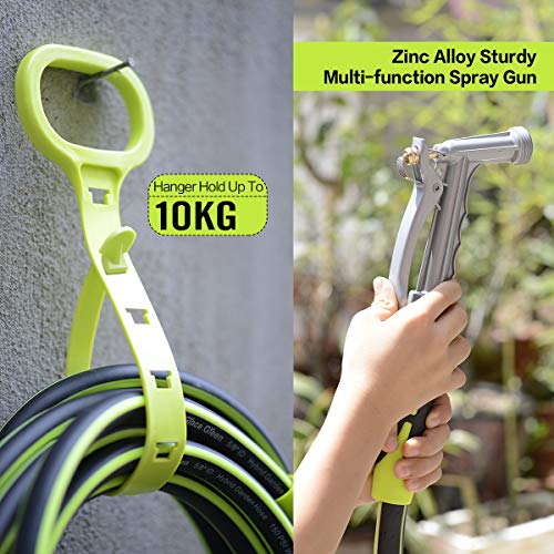 Grace Green Garden Hose,Hybrid 5/8 in.×100FT Water Hose With Zinc Alloy Nozzle, Both End SwivelGrip, Heavy Duty, Light Weight, Flexible