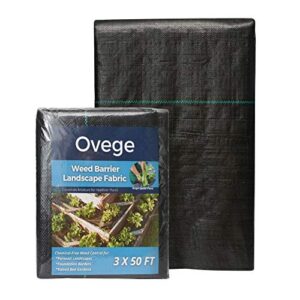 ovege heavy-duty garden weed barrier landscape fabric, 3ft x 50ft