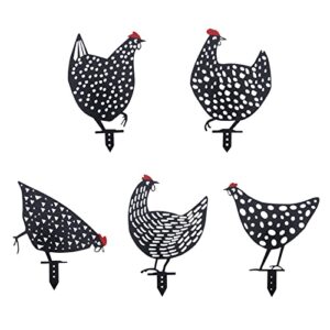 aozita 5 pcs 13 inch metal chicken yard art garden decorative stake hollow out rooster animals silhouette statue decor, pathway, floor, garden, lawn, outdoor decoration