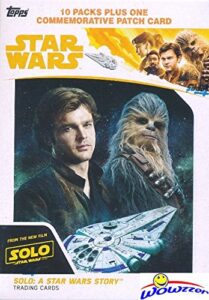 2018 topps solo: a star wars story exclusive huge factory sealed 10 pack retail box with very special patch card! includes 10 parallels & 10 insert cards! look for autographs & sketch cards! wowzzer!