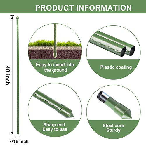 Bloomarea 4 FT Garden Stakes 48 Inch Plant Stakes, Tomato Stakes, Pack of 25