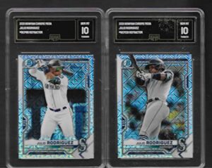 bowman chrome mega box refractor julio rodriguez 2 card rookie lot graded gma gem mint 10 mariners supertar rookie of the year