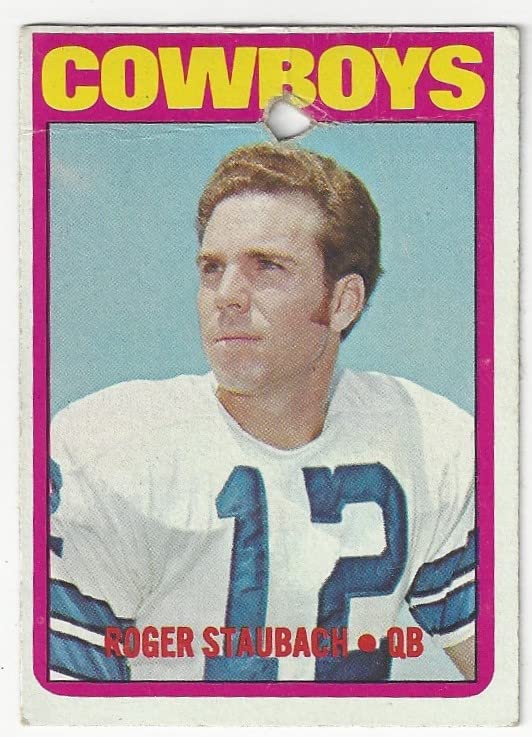 Roger Staubach Rookie Card Collectible Football Card -1972 Topps Football Card #200 (Cowboys) See Photos Closely for Condition Card is Hole Punched & Free Shipping