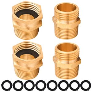 m mingle garden hose adapter, 3/4 inch ght to 3/4 inch npt brass connector, with extra 8 washers