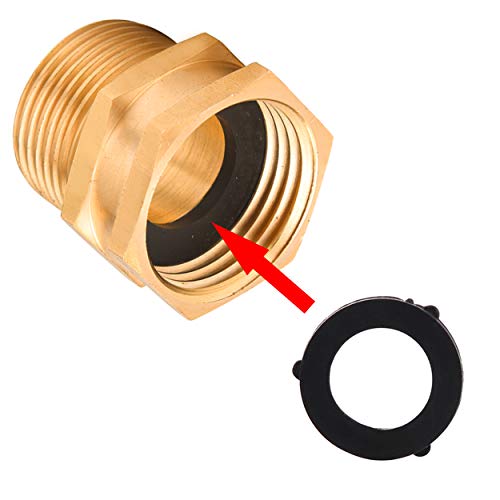 M MINGLE Garden Hose Adapter, 3/4 Inch GHT to 3/4 Inch NPT Brass Connector, with Extra 8 Washers