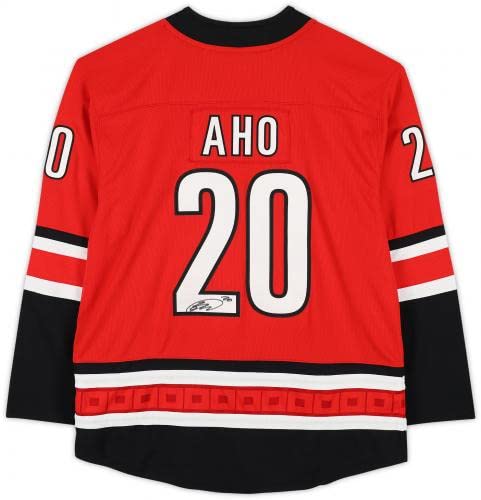 Sebastian Aho Carolina Hurricanes Autographed Red Fanatics Breakaway Jersey - Autographed NHL Jerseys