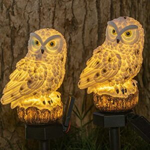 Dazzle Bright Owl Figure Solar LED Lights, Resin Garden Waterproof Decorations with Stake for Outdoor Yard Pathway Outside Patio Lawn Decor to Scare Birds Away