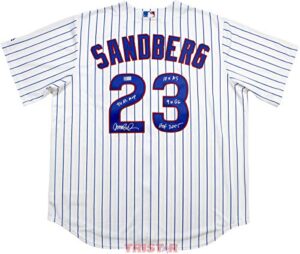 ryne sandberg signed autographed chicago cubs jersey inscribed nl mvp, hof, gg, as tristar coa