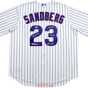 Ryne Sandberg Signed Autographed Chicago Cubs Jersey Inscribed NL MVP, HOF, GG, AS TRISTAR COA