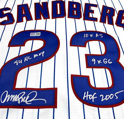 Ryne Sandberg Signed Autographed Chicago Cubs Jersey Inscribed NL MVP, HOF, GG, AS TRISTAR COA