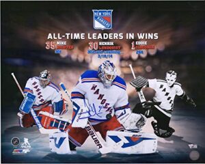 henrik lundqvist new york rangers autographed 16″ x 20″ franchise wins leaders photograph – autographed nhl photos