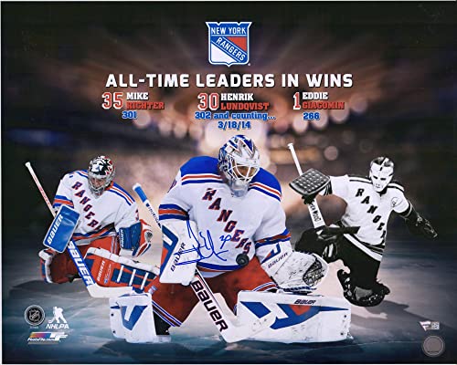 Henrik Lundqvist New York Rangers Autographed 16" x 20" Franchise Wins Leaders Photograph - Autographed NHL Photos