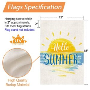 QWETRY Burlap Seasonal Garden Flags Set of 12 Double Sided 12x18 Inch Yard Flags, Welcome Summer Spring Mother’s Day Flags for Outside, Small July 4th Holidays Flag for Outdoor Décor Decorations