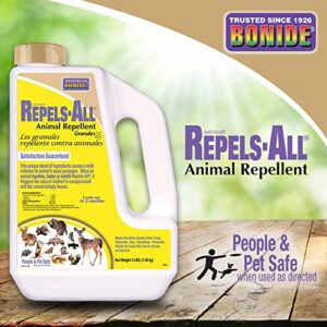 Bonide Repels-All Animal Repellent Granules, 3 lbs. Ready-to-Use Deer & Rabbit Repellent, Deter Pests from Lawn & Garden