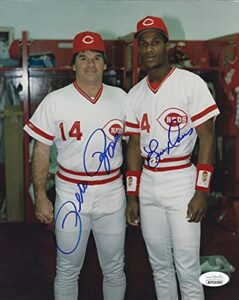 autographed pete rose & eric davis cincinnati reds autographed 8×10 photo – jsa